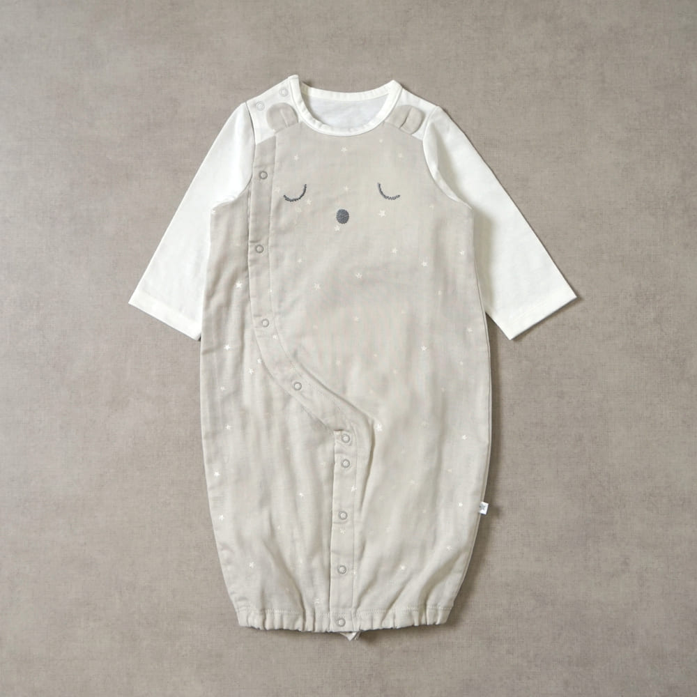 くまさん長袖2wayドレス グレー 50-70cm / ツーウェイオール – 10mois 公式オンラインショップ